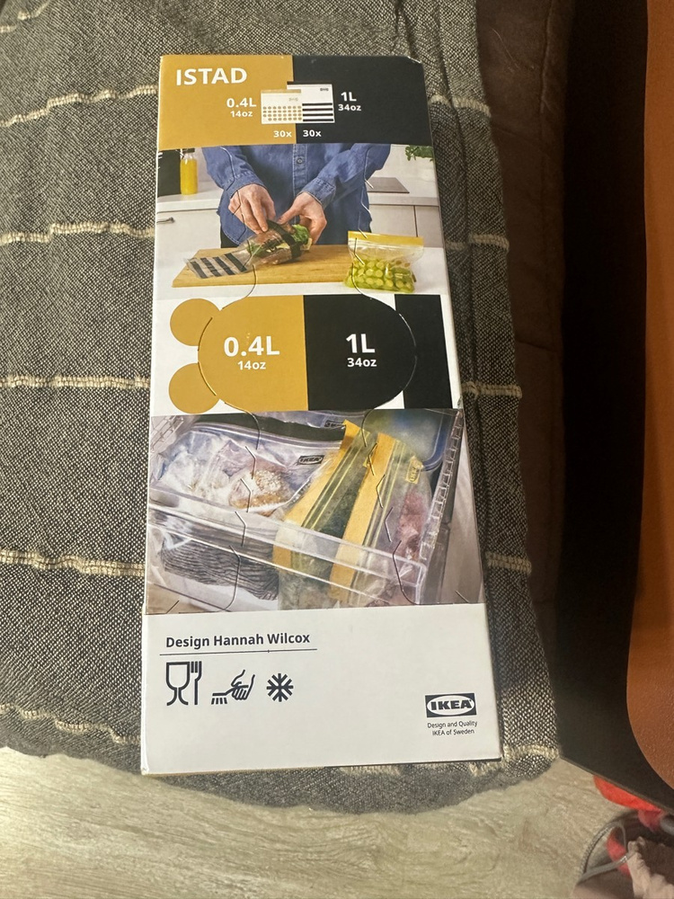 IKEA, ISTAD, многоразовый зип пакет Икеа для заморозки и хранения продуктов, с двойной зип ...