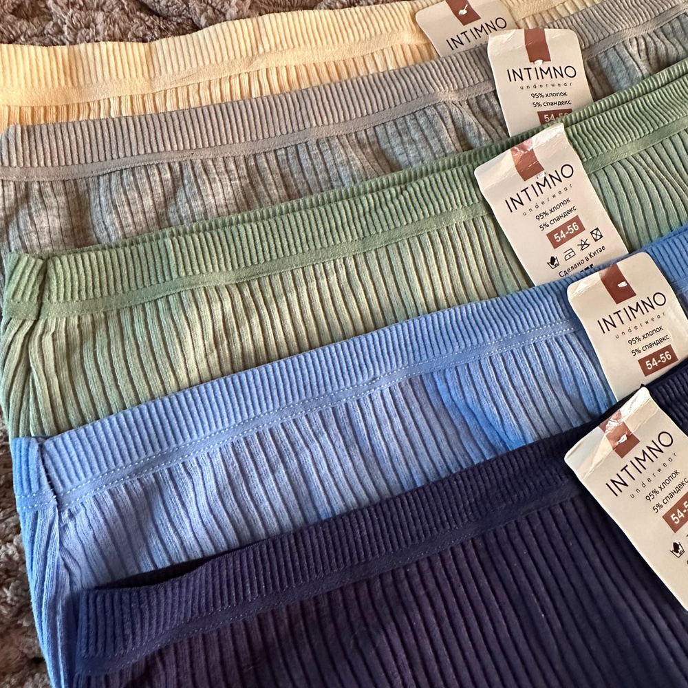 Комплект трусов Женский INTIMNO слипы Хлопок, Спандекс черный, серый, размер 48, 49 Средняя В ...
