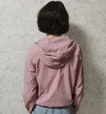 Ветровка Женский HELLO MODA! Капюшон пыльная роза Нейлон, размер 40, 42 Длинный На любой сезон ...