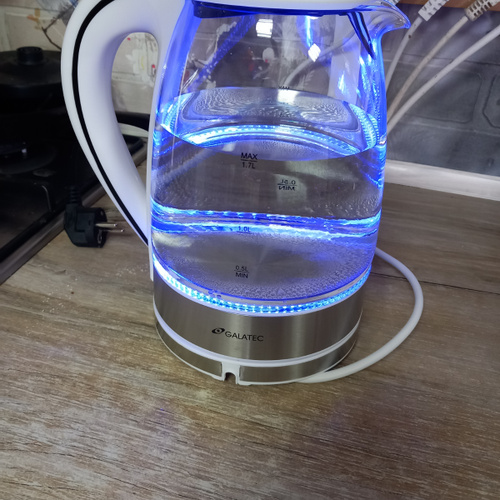 Электрический чайник стеклянный Galatec KT-17G-01NG, 1850 Вт, 1.7 л, белый, прозрачный купить на ...