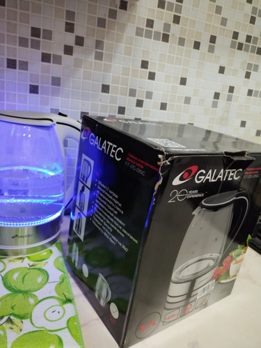 Электрический чайник стеклянный Galatec KT-17G-01NG, 1850 Вт, 1.7 л, белый, прозрачный купить на ...