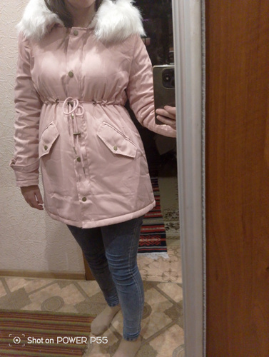 Пуховик Женский CREANOVA розовый капюшон Breathable, размер 50 Длинный ...