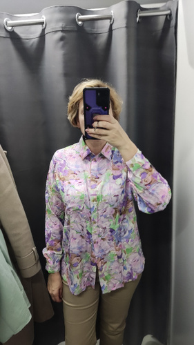 Рубашка Женский HELLO MODA! темно-розовый, белый Длинный Хлопок Абстракция, Разноцветный, размер ...