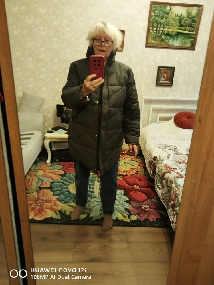 Пуховик Женский MOOCIE Воротник, Карманы пепел круглый Политекс, размер 56 Длинный Зима ...