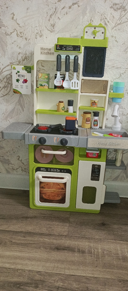 Daelia Кухня детская с водой и светом для девочек 100 см, интерактивная с музыкой, 101 предмета ...