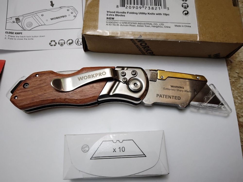 WORKPRO Многофункциональный нож с деревянной ручкой и 10 быстросменными лезвиями купить на OZON ...
