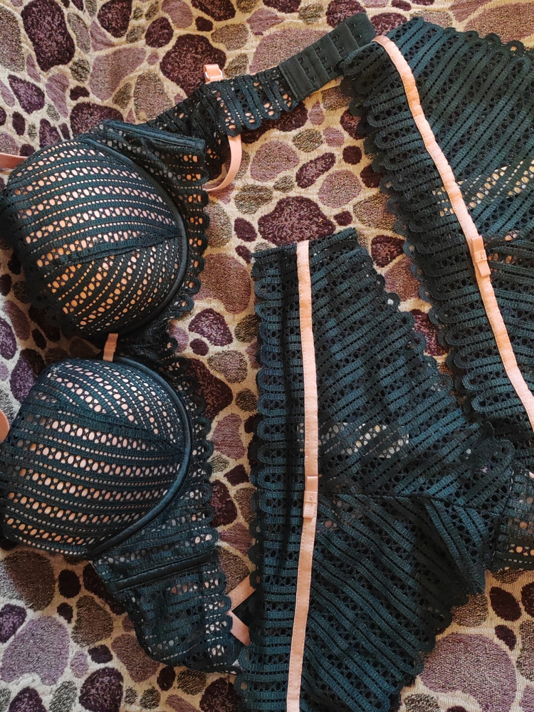 Комплект белья Женский Delyamer зеленый Крючки бразильяна Полиамид, Спандекс Кружево, размер 75C ...