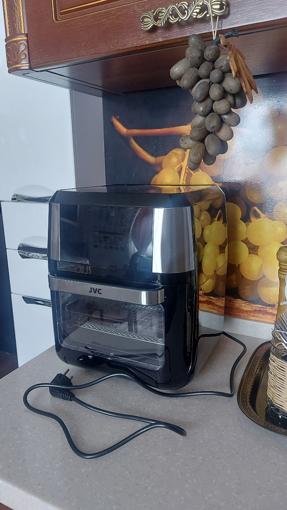 Аэрогриль JVC 5,5 литров с ЦВЕТНЫМ дисплеем JK-MB043, 7 автопрограмм, таймер 60 минут, подсветка ...