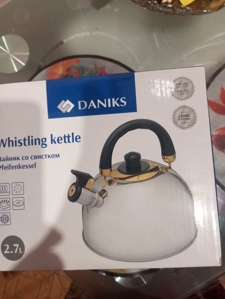 Daniks Чайник для плиты со свистком 2,7 л из нержавеющей стали купить на OZON по низкой цене ...