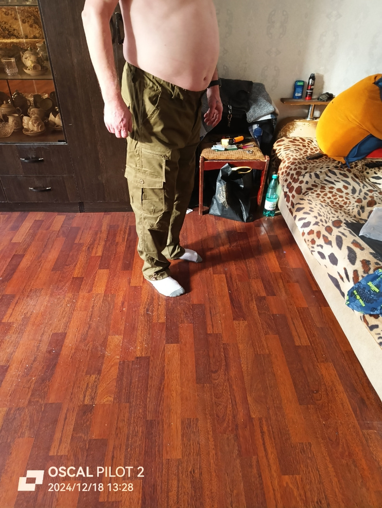 Брюки Мужской SYJWY бойфренды зеленый Джинс, размер 58 Без застежки На любой сезон Карманы, рост ...