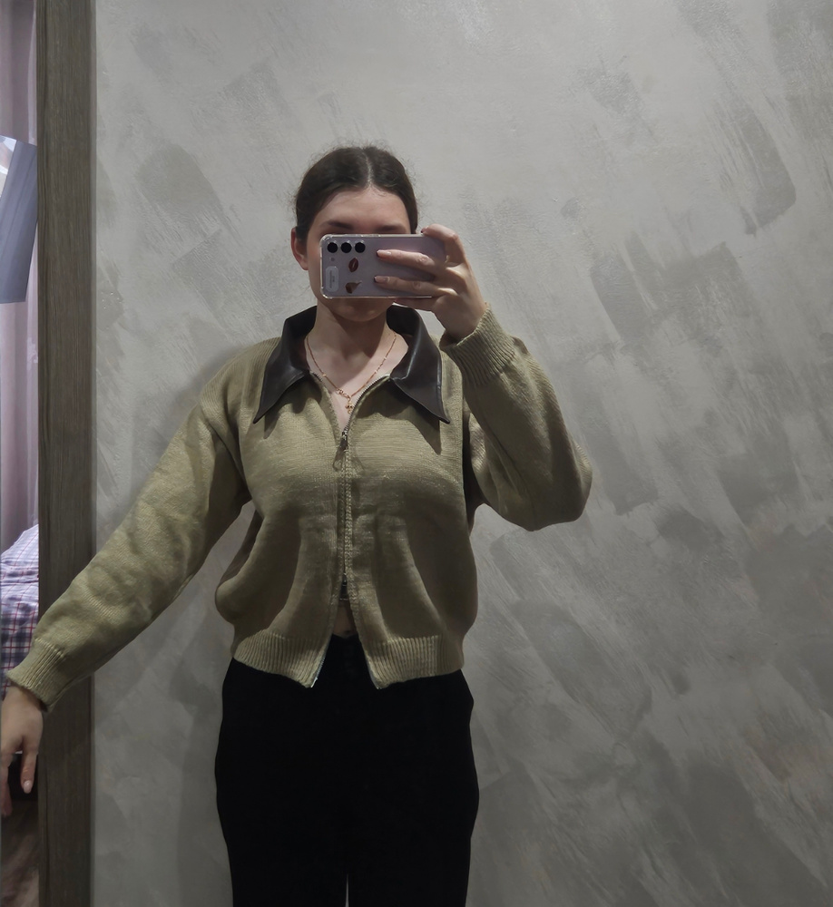 Свитер Женский SYJYW абрикосовый Полиэфирное волокно, размер 48 Молния Длинный Другое Китай ...