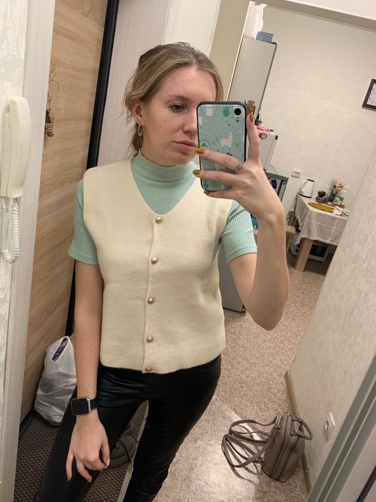 Топ Женский SYJWY средне-серый, молочный, размер 40 Полиэфирный шелк Без рукавов Повседневный ...