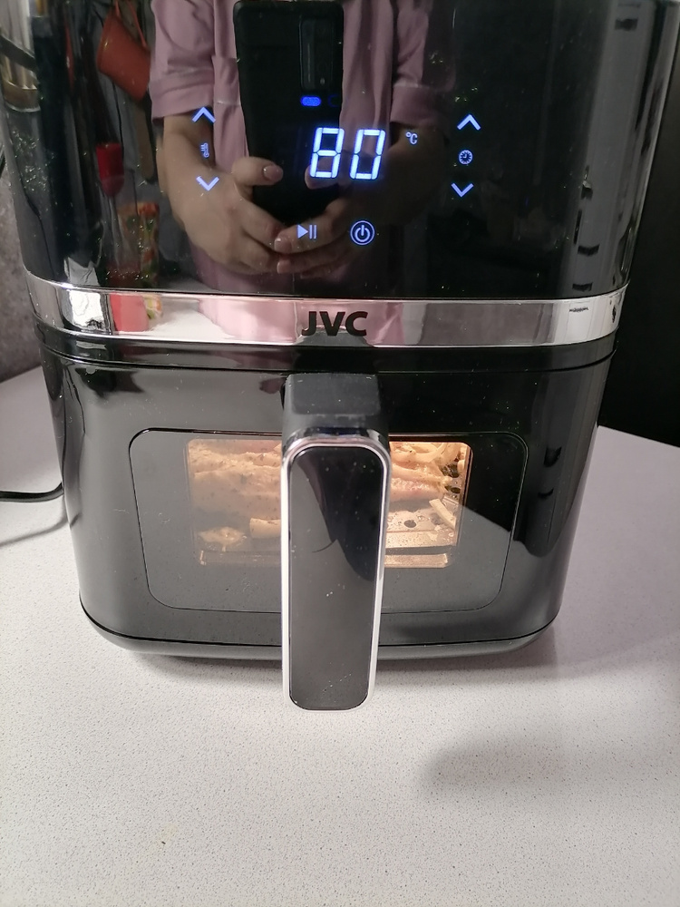 Аэрогриль JVC 5,5 литров с ЦВЕТНЫМ дисплеем JK-MB043, 7 автопрограмм, таймер 60 минут, подсветка ...