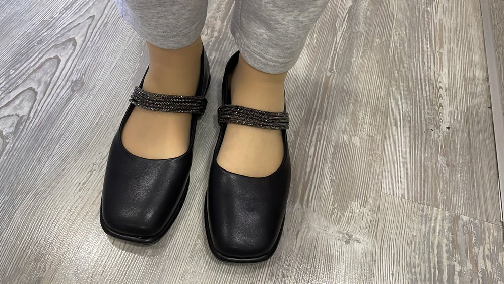 Балетки Женский JOYCITY Искусственная кожа, размер 37 6 Россия лодочки Стразы, Блестки ...