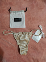 Трусы Женский silk lovers стринги Натуральный шелк черный, размер 46 Высокая Рюши Россия ...