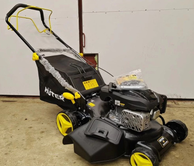 Газонокосилка бензиновая самоходная, мощная 6 л.с., с травосборником и мульчированием HUTER GLM ...