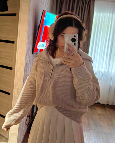 Свитер Женский Plimea графит, размер 44, 46 Молния Молния оверсайз Длинный Китай ...