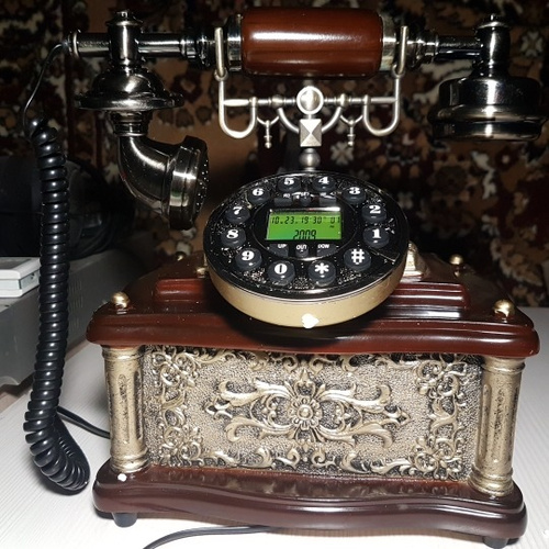 Старинный проводной телефон, Ретро-стиль, деревянное сырье - проводной ...