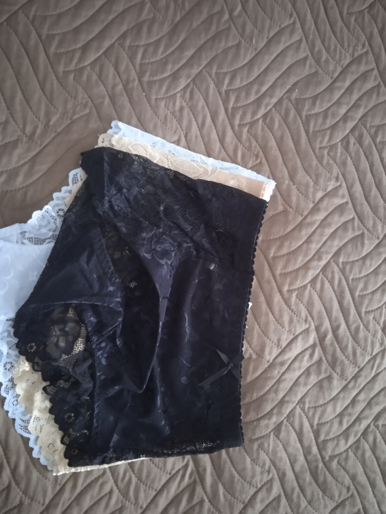 Комплект трусов Женский OIRO слипы Хлопок, Лайкра белый, бежевый, размер 48, 50 Средняя Китай ...