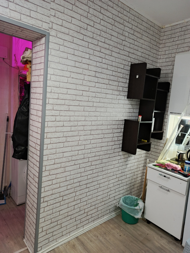 Обои флизелин и вспененный винил, кирпич бежевый, метровые, для кухни, Стена (VILIA, 1591-62 ...