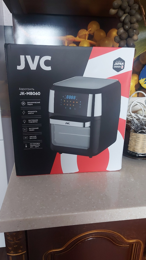 Аэрогриль JVC 5,5 литров с ЦВЕТНЫМ дисплеем JK-MB043, 7 автопрограмм, таймер 60 минут, подсветка ...