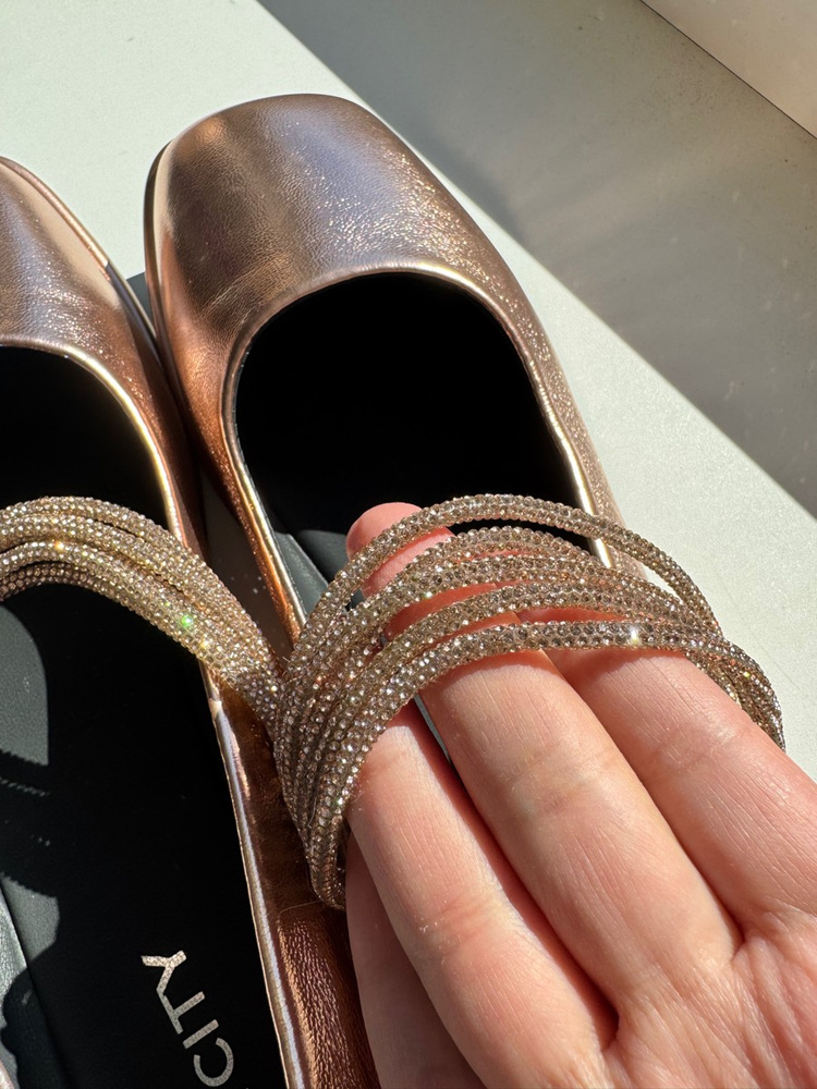 Балетки Женский JOYCITY Искусственная кожа, размер 37 6 Россия лодочки Стразы, Блестки ...