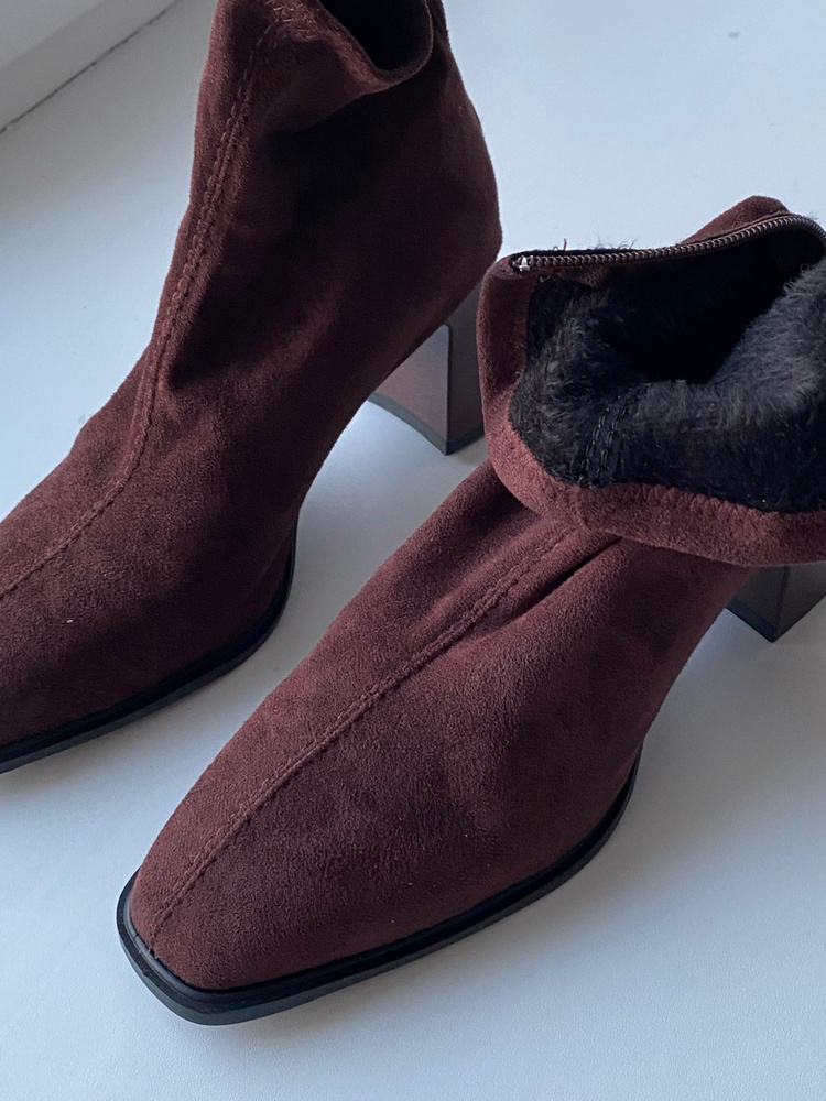 Сапоги Женский SYJWY полусапоги, размер 40 кофейный десерт, кофейный На любой сезон Толстый ...