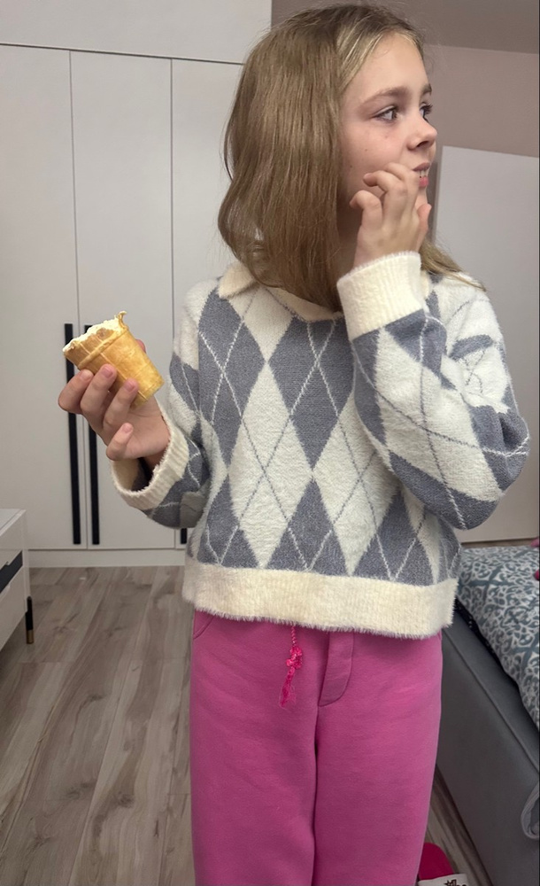 Джемпер Девочки SELA светло-серый меланж, размер 140 Без застежки укороченный Китай купить c ...