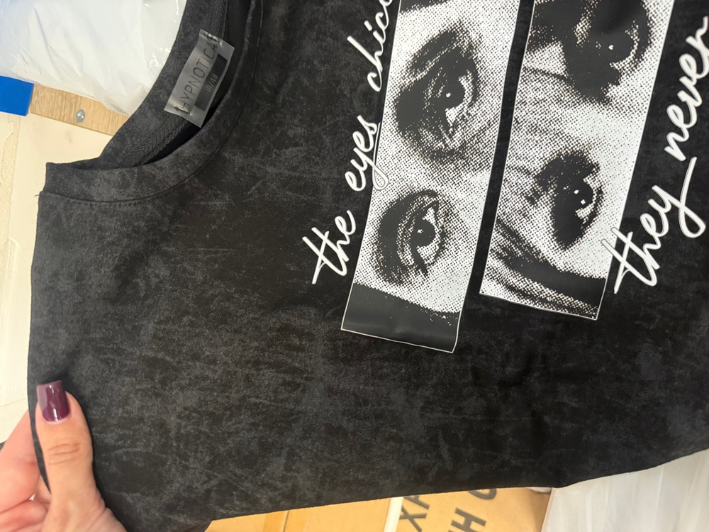 Футболка Мужской HYPNOTICA черный, размер 44 Футер двухнитка оверсайз ...