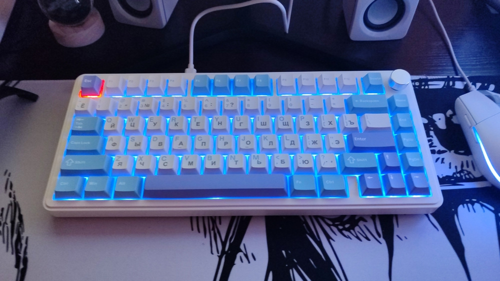 Клавиатура игровая Attack Shark M86 Cheese White RGB (RUS), беспроводная, 80 кнопок, HotSwap ...