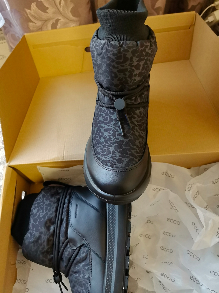 Сапоги Женский ECCO полусапоги, размер 38 черный Зима F Без каблука Дания Шнурки купить c ...