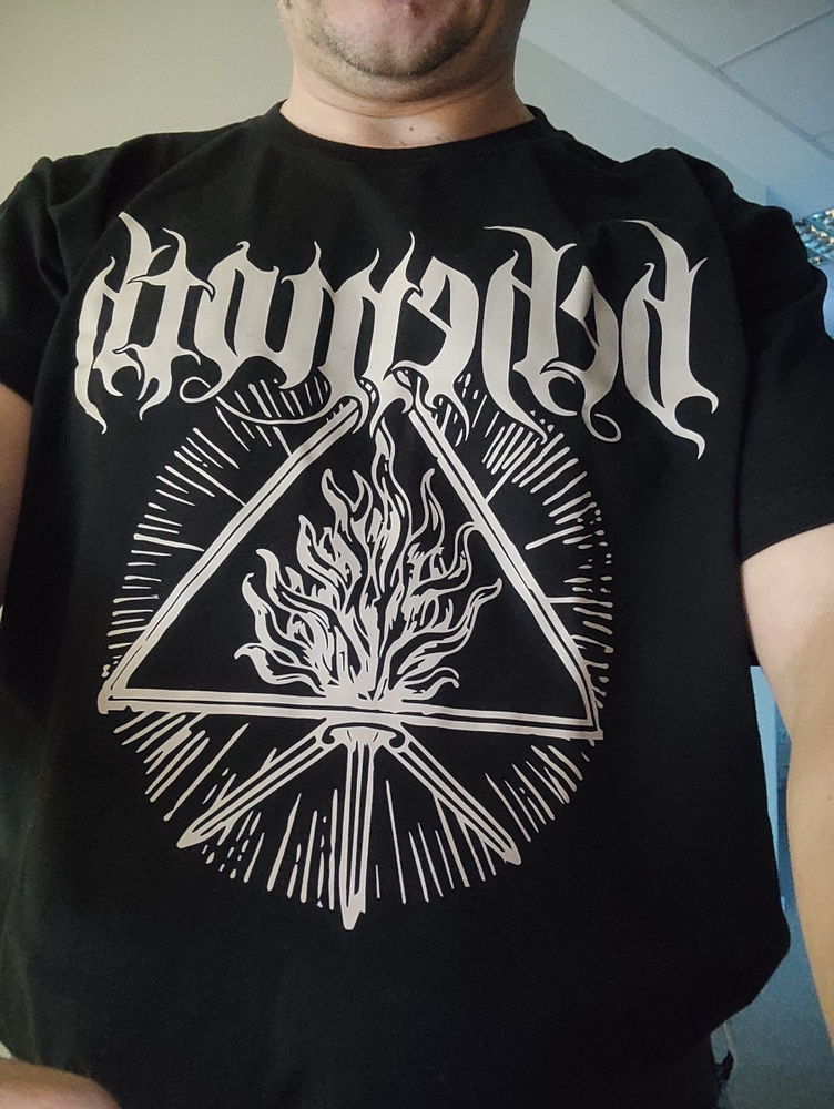 Футболка Мужской RockUp черный Короткий, размер 44, 46 Хлопок Логотип прямой Повседневный Россия ...