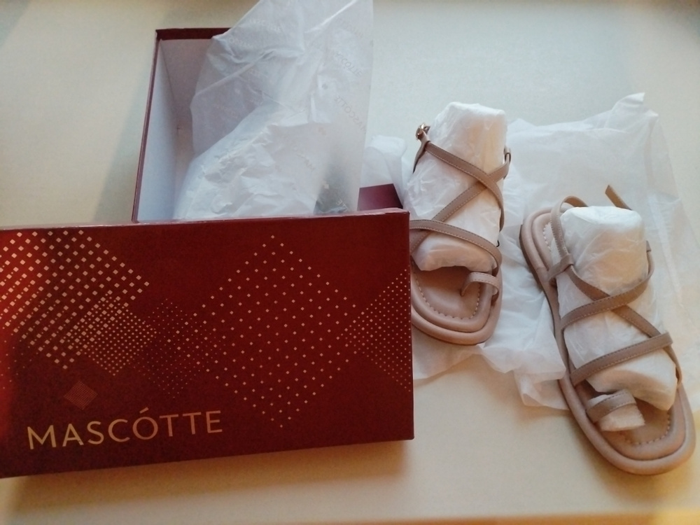 Сандалии Женский Mascotte, размер 38 Натуральная кожа Низкая модель, Открытый нос 4 Лето Россия ...