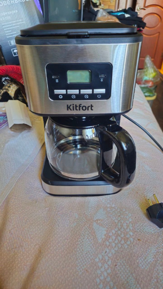 Kitfort КТ-719 Кофеварка капельная, серый металлик, черная купить на OZON по низкой цене (150050078)