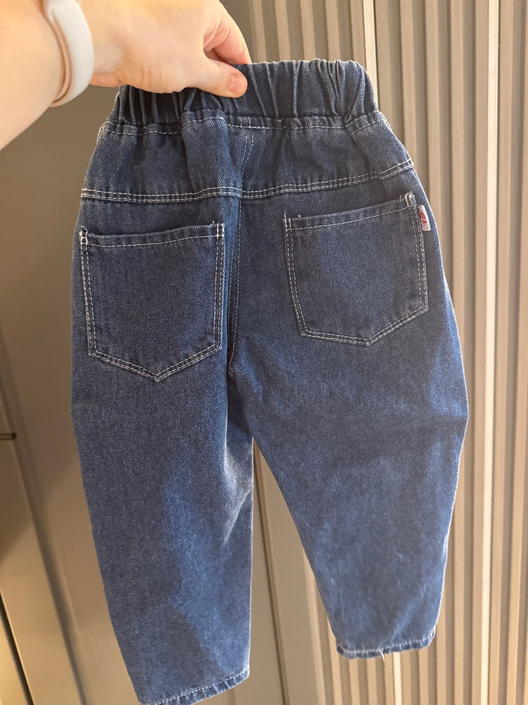 Джинсы Мальчики, Девочки BCATON ярко-синий Хлопок, размер 110 облегающий Средняя, рост 110 Китай ...