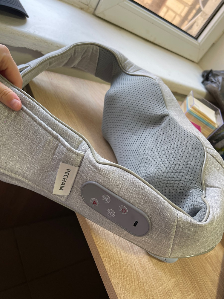 Массажер для шеи, плеч и тела PECHAM PC-1200 электрический с подогревом, роликовый, беспроводной ...