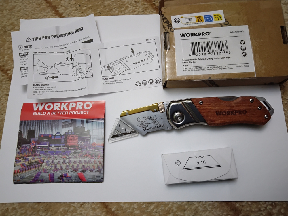 WORKPRO Многофункциональный нож с деревянной ручкой и 10 быстросменными лезвиями купить на OZON ...