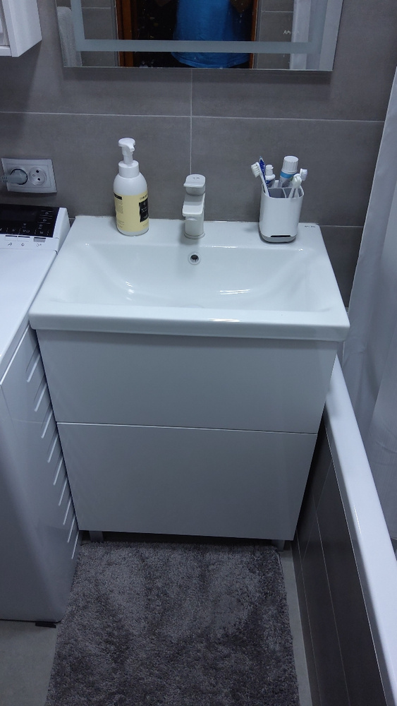 Тумба с раковиной подвесная 60 см AM.PM, 2 ящика , цвет "орех", регулировка ящиков, система ...