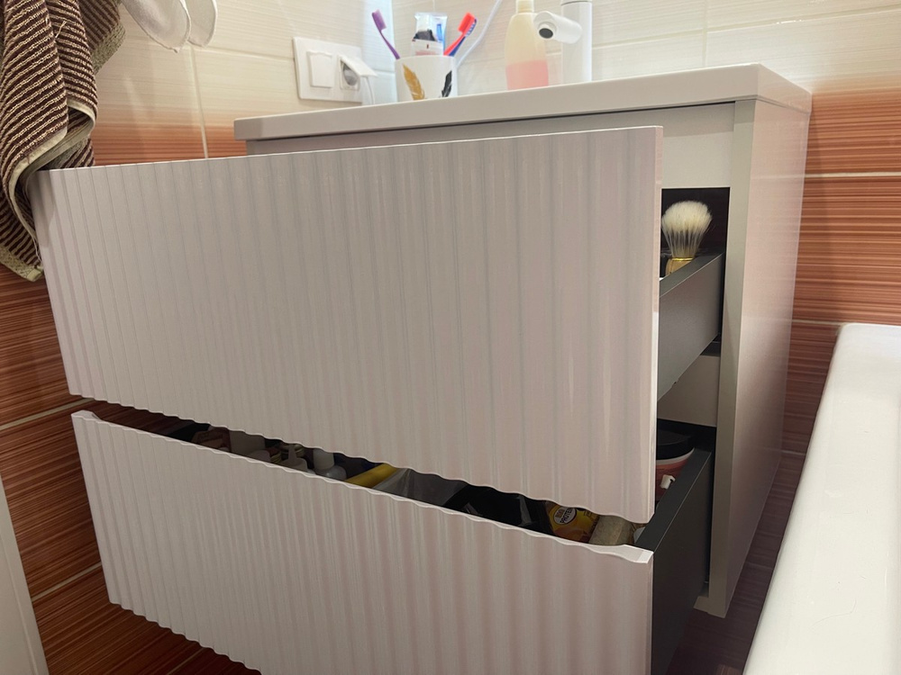 Тумба под раковину в ванную подвесная Essety 80, 2 ящика с доводчиками ...