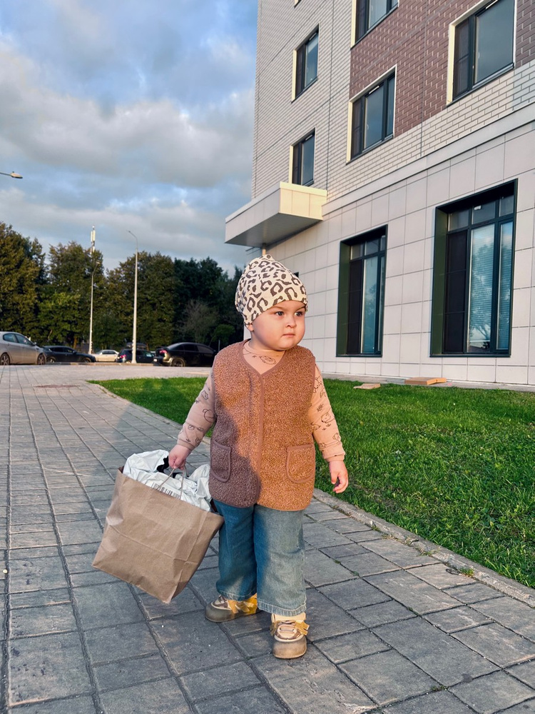 Жилет Девочки, Мальчики MOOCIE бежевый Полиэфирное волокно, размер 130 Пряжка Однотонный ...