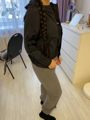 Ветровка Женский HELLO MODA! Капюшон пыльная роза Нейлон, размер 40, 42 Длинный На любой сезон ...