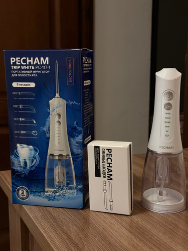 Ирригатор для полости рта портативный PECHAM Trip PC-117-1 белый, для отбеливания зубов дорожный ...