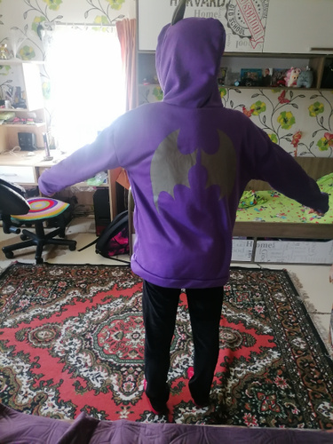 Худи Женский CHAOPAI Карманы пурпур Без застежки Лавсан, размер 44 прямой Длинный Орнамент Китай ...