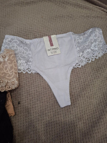Комплект трусов Женский INTIMNO слипы Хлопок, Спандекс белый, размер 46, 48 Средняя Кружево ...
