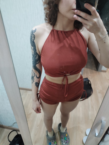 Купальник раздельный Женский SYJWY шоколадный Пляжный, размер 48 SUP-серфинг Средняя Китай ...