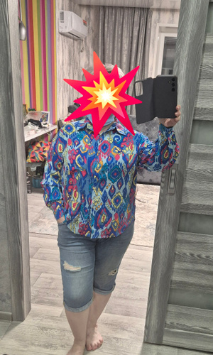 Рубашка Женский HELLO MODA! зеленый, коричневый Длинный Хлопок Абстракция, Разноцветный, размер ...