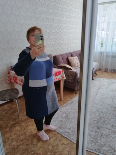 Туника Женский BONADI Повседневный Длинный Шерсть, Полиакрилонитрил сине-серый, синий Лейбл ...