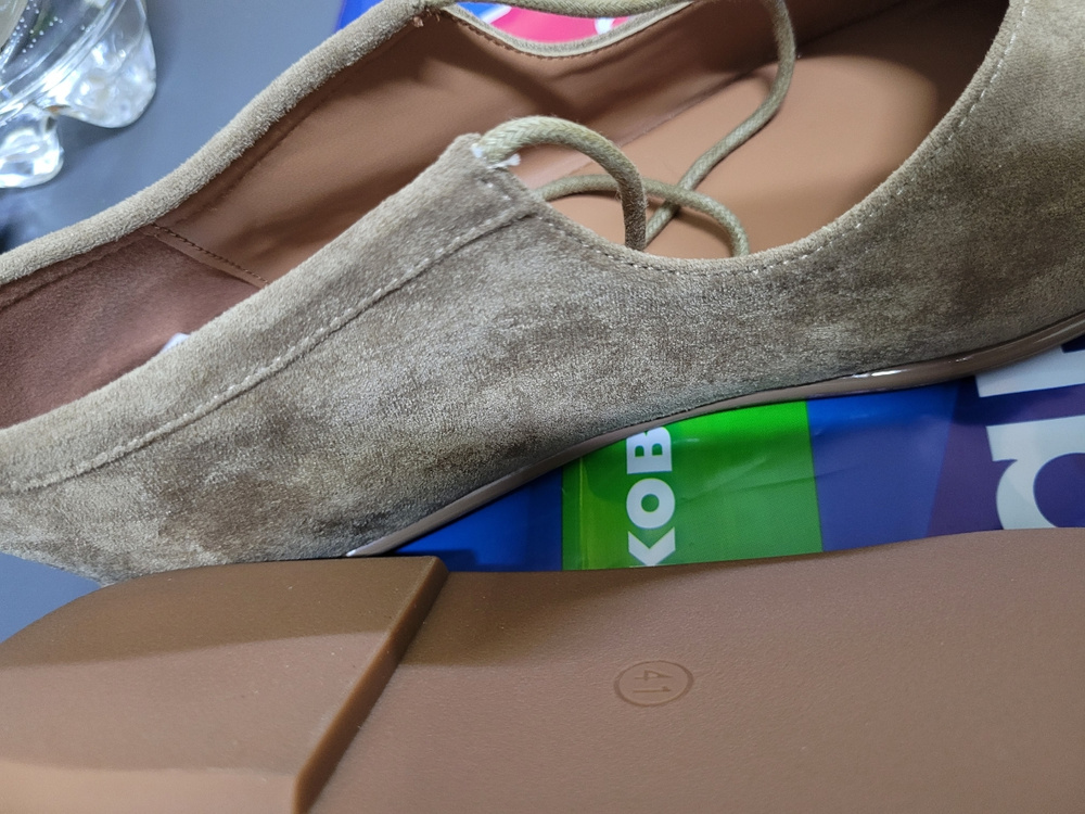 Балетки Женский JOYCITY Искусственная кожа, размер 41 6 Россия лодочки Шнуровка Квадратный нос ...