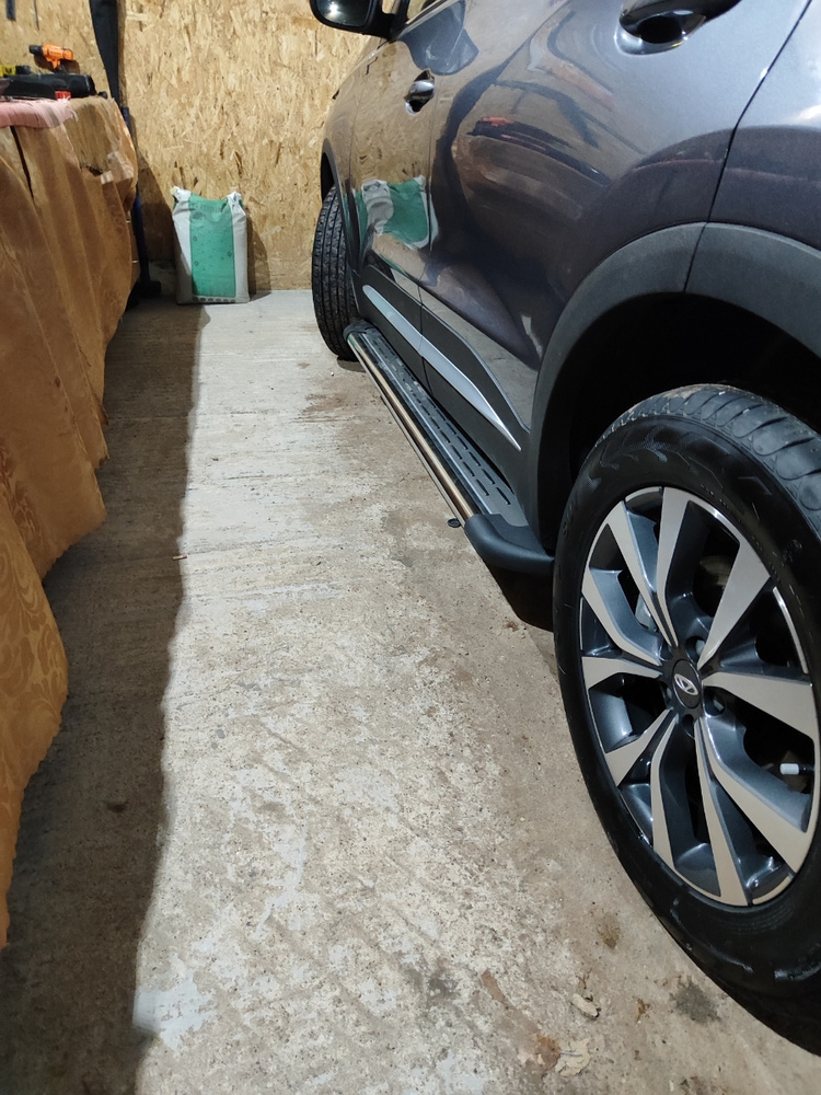 Пороги подножки нержавеющие с резиновыми точками для Chery Tiggo 7 , 7 ...