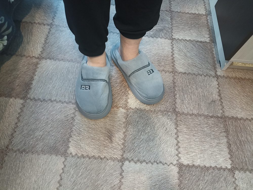 Тапочки Мужской Feabrate, размер 42 серый Вышивка Большемерит, Рифлёная подошва На любой сезон ...